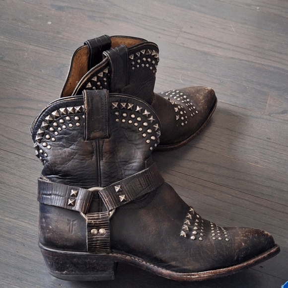 Frye | Shoes | Frye Billy Biker Studded Harness Boots 9 Brown Western ...